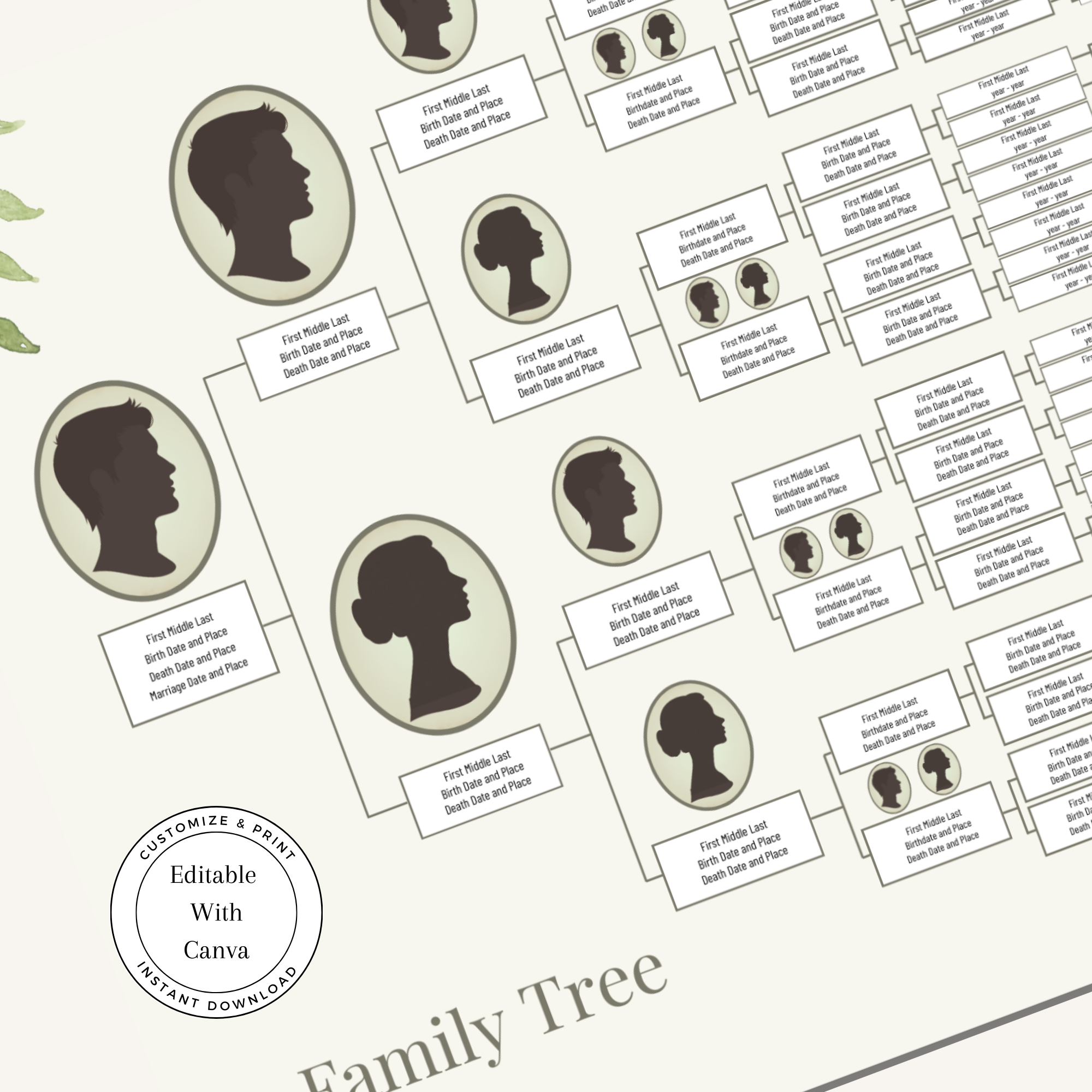 8-Generation Family Tree Canva Template – Set of 3 - Genealogy By Design