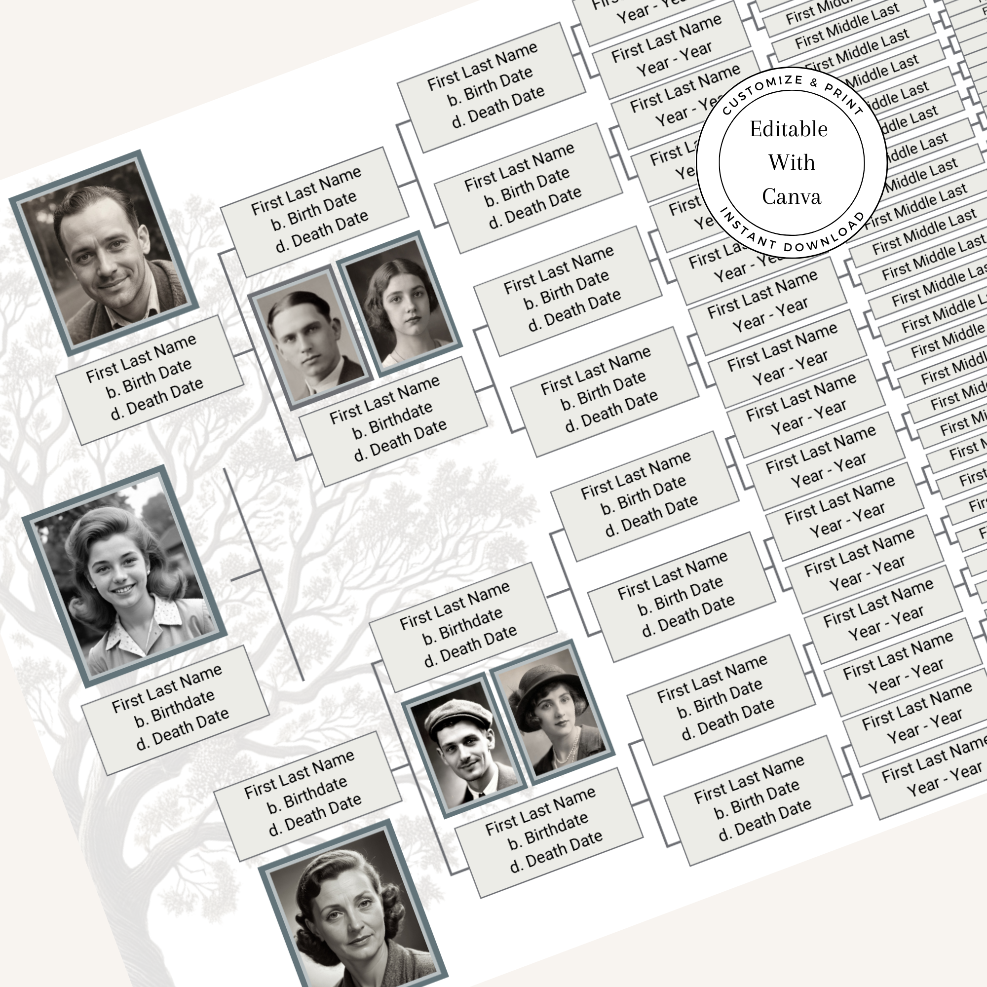 7-Generation Family Mirror Trees - Genealogy By Design