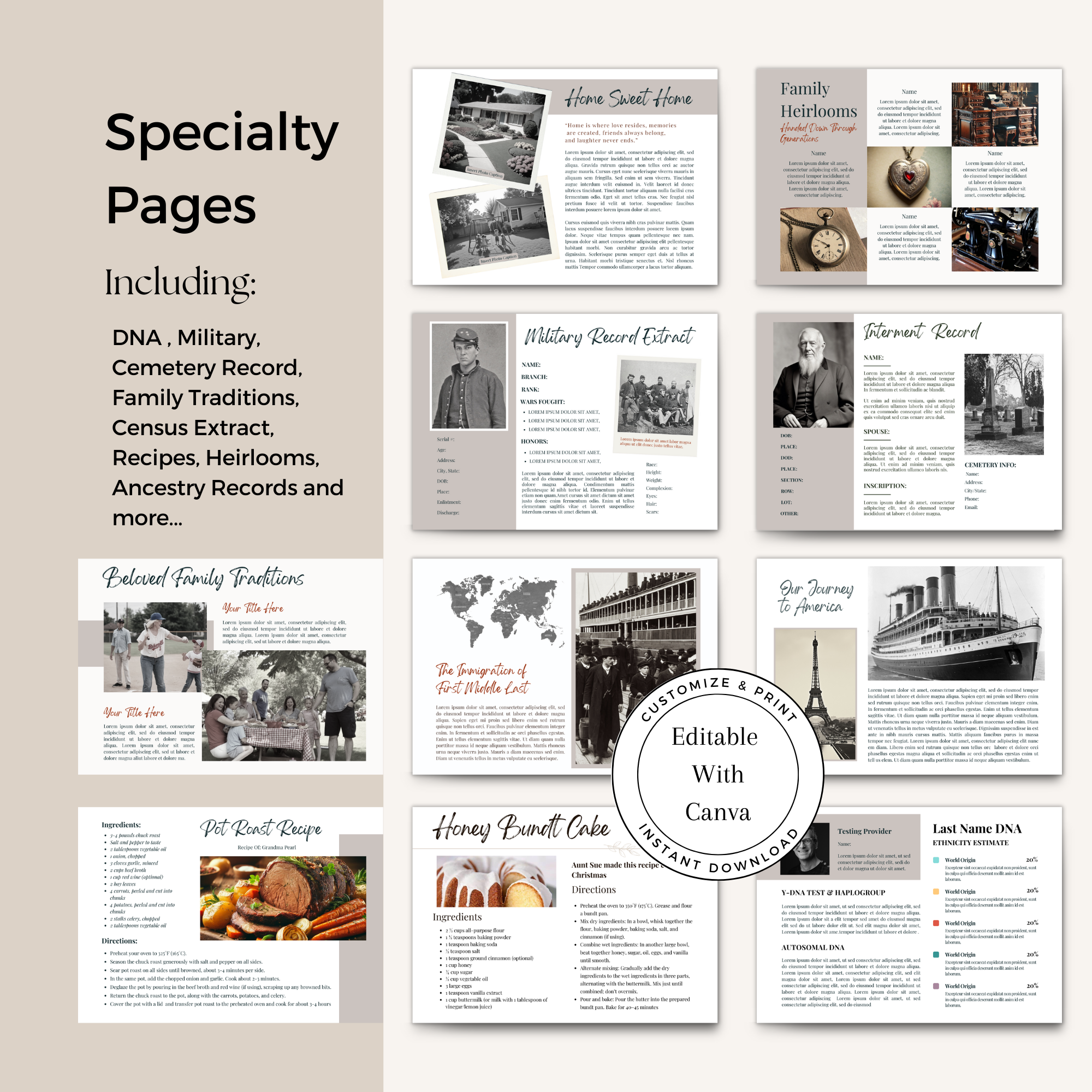 Epic Family History Book Canva Template - Genealogy By Design