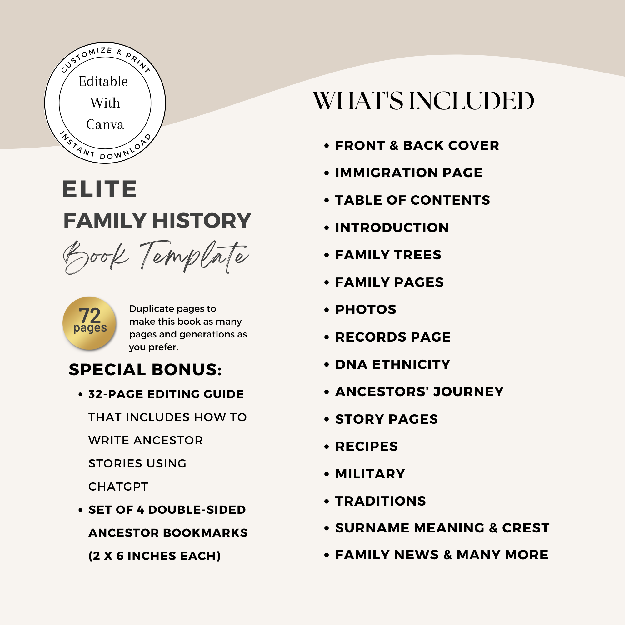 Elite Family History Book Template - Genealogy By Design