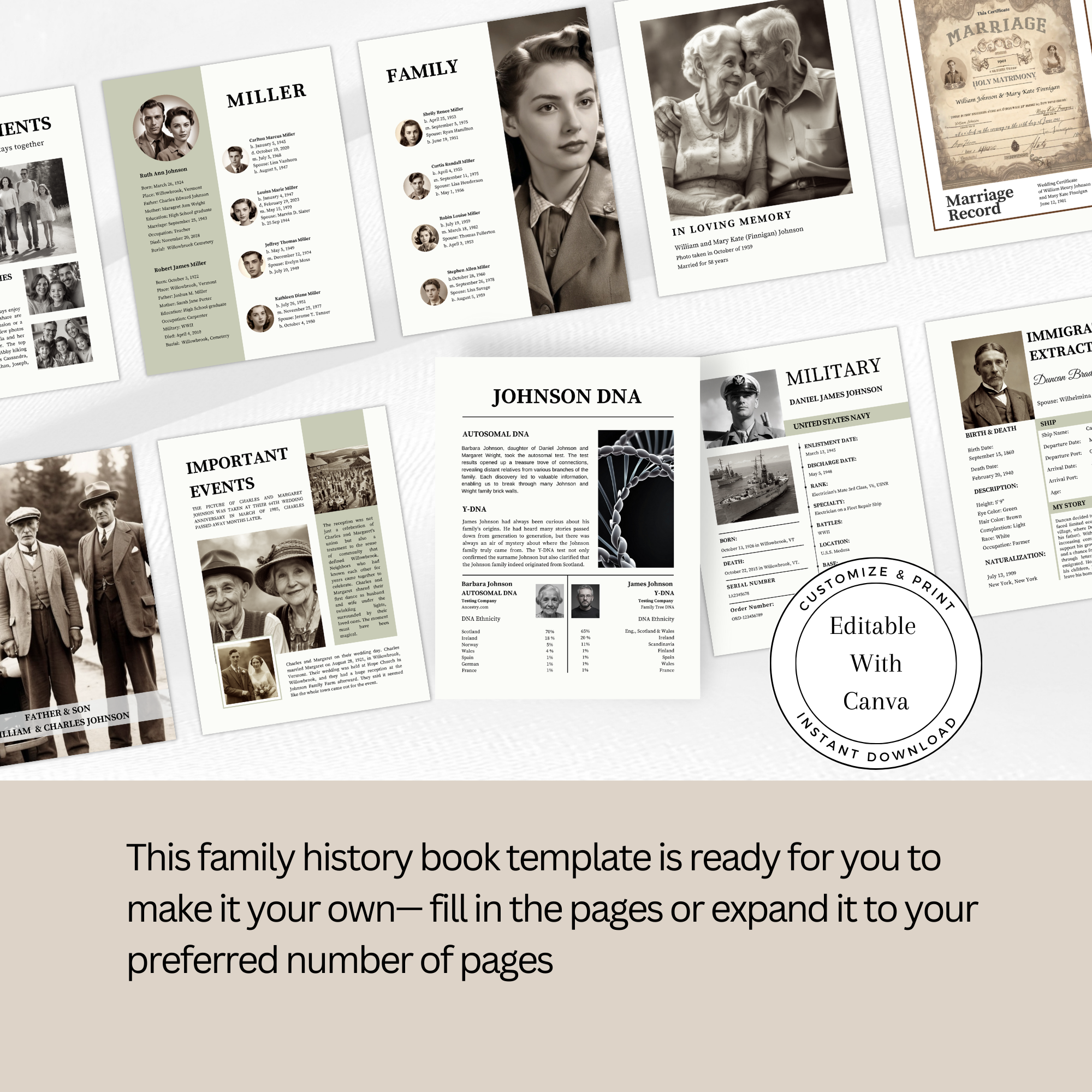 Premium Family History Book / Canva Template - Genealogy By Design